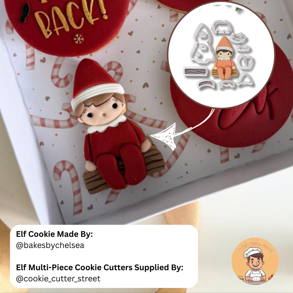 Cute Christmas Elf on The Shelf Multi-Piece Icing Cutter For Cookies ...